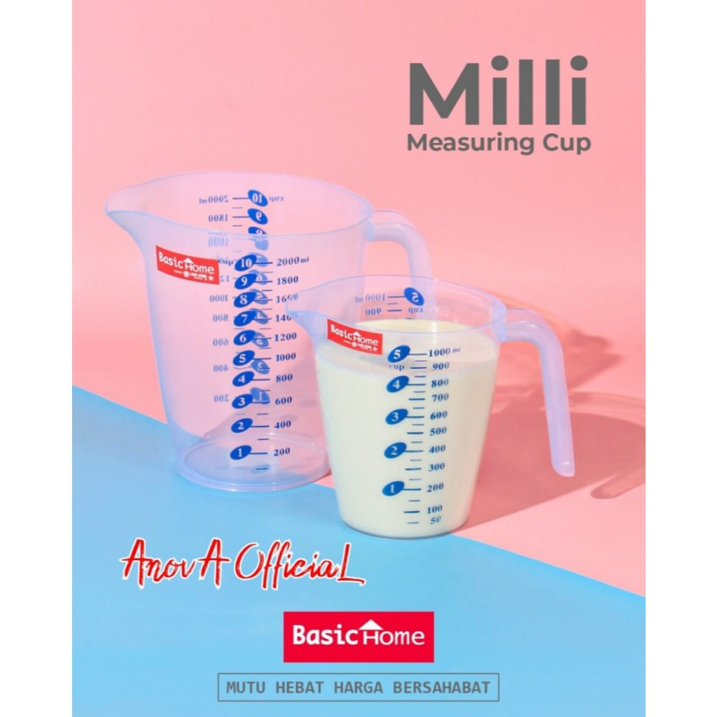 Jual GELAS TAKAR UKUR LION STAR BASIC HOME MILLI 500 1000 2000 ML 1 LITER 2 | Shopee Indonesia