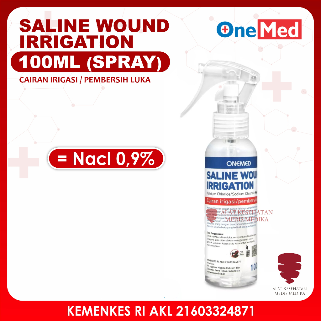 Jual Saline Wound Irrigation Onemed 100ml (Nacl 0.9%) Spray Cairan Basuh Cuci Pembersih Luka 100 ...