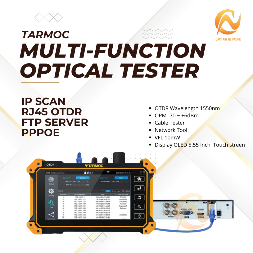 Jual Tarmoc TFT-115C-OTDR | Touch Screen OTDR Fiber Optic Tester FO ...