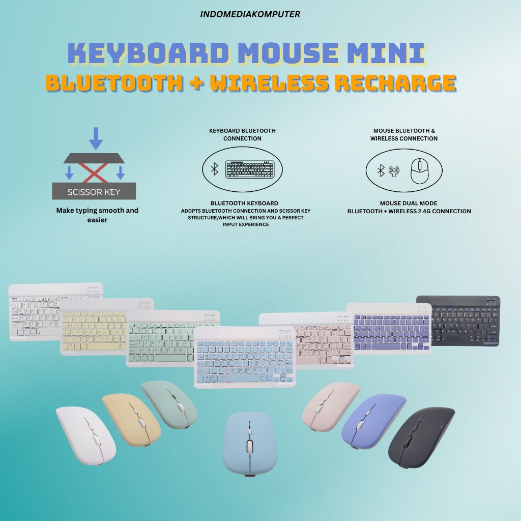 Jual KB Mouse Mini Bluetooth+Wireless Recharge Mouse Mini Keyboard ...