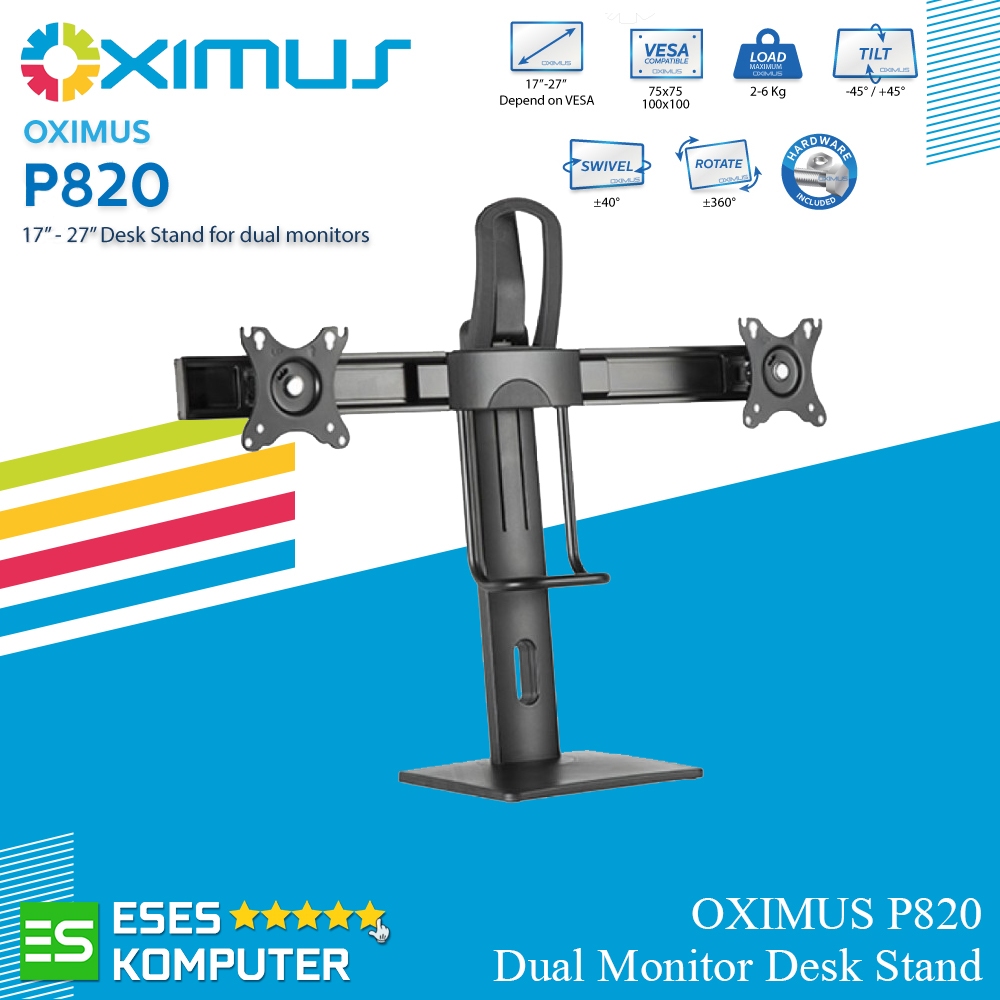 Jual Ergonomic Monitor Stand OXIMUS P820 For Dual Monitor LED LCD 17 ...