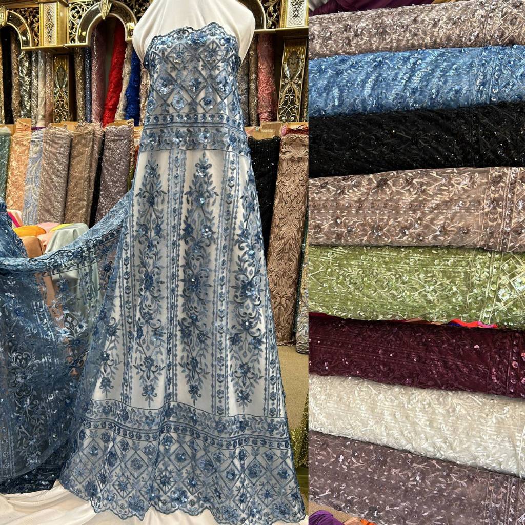 Jual Kain Tulle payet premium / Tile full payet bunga sapto / Tile ...