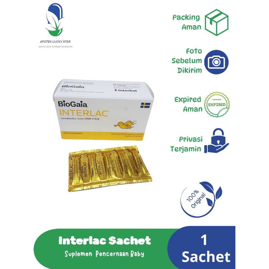 Jual Interlac Probiotik Sachet Perbox / Memelihara Kesehatan Pencernaan ...