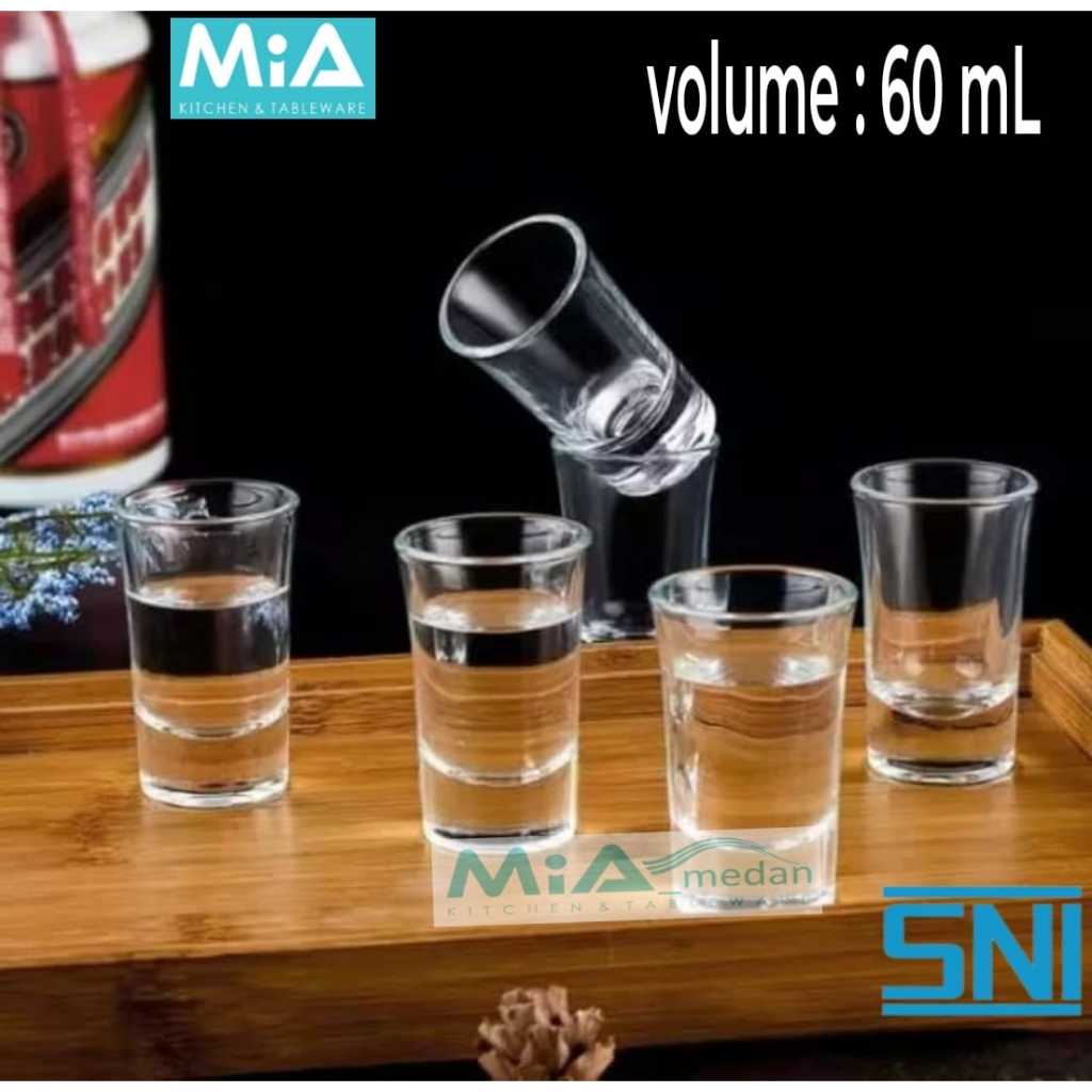 Jual MIA Gelas Sloki Kaca Mini Kecil volume 60 mL (bahan TEBAL) isi ...