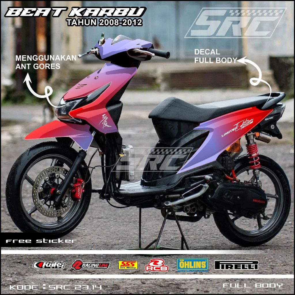 Jual COD Sticker Decal Full Body Motor Honda Beat Karbu 2008 2009 2010 ...