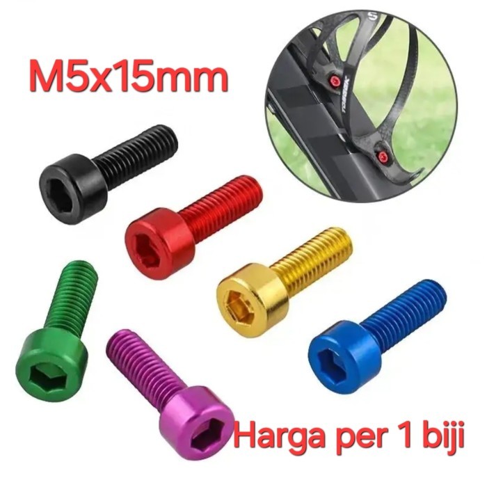 Jual Baut M5 x 15mm Baut Botol Cage Sepeda Baut M5 Alloy | Shopee Indonesia
