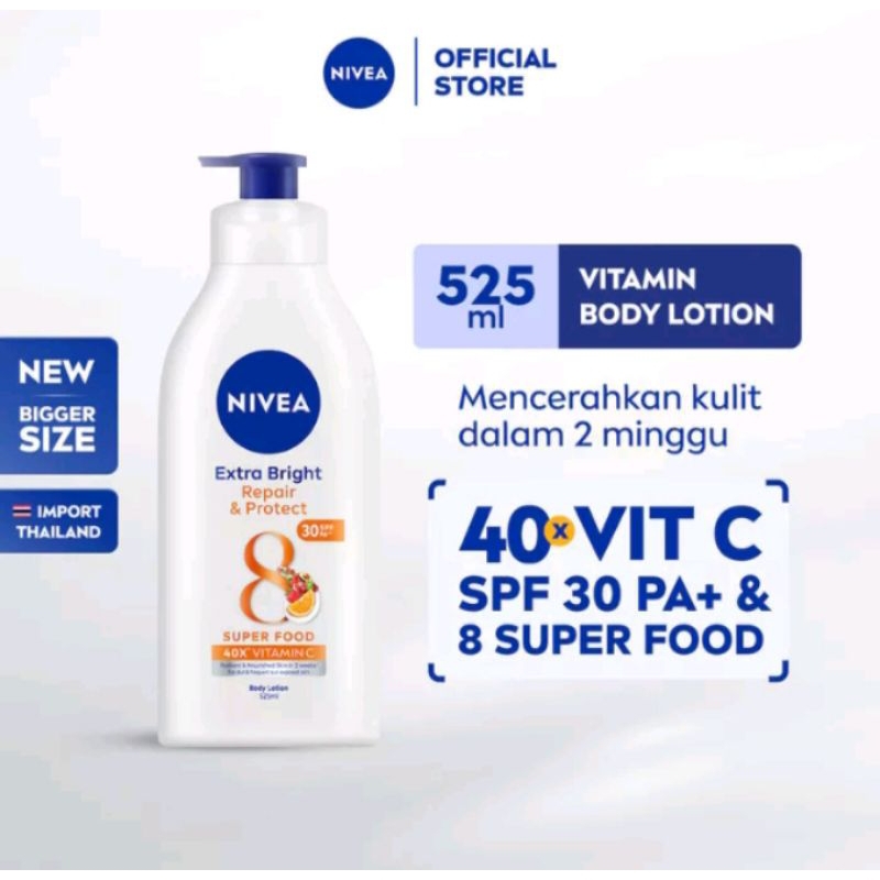 Jual Nivea Body Lotion Extra Bright Repair and Protect 100, 525 ml | Shopee Indonesia