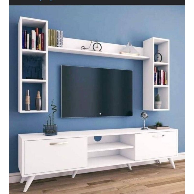 Jual Backdrop TV Rak Buku Minimalis 120 cm Tanpa Meja | Shopee Indonesia