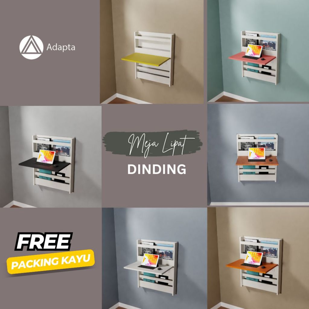 Jual Adapta - Meja Kerja & Rak Buku Lipat Tempel Dinding – Floating ...
