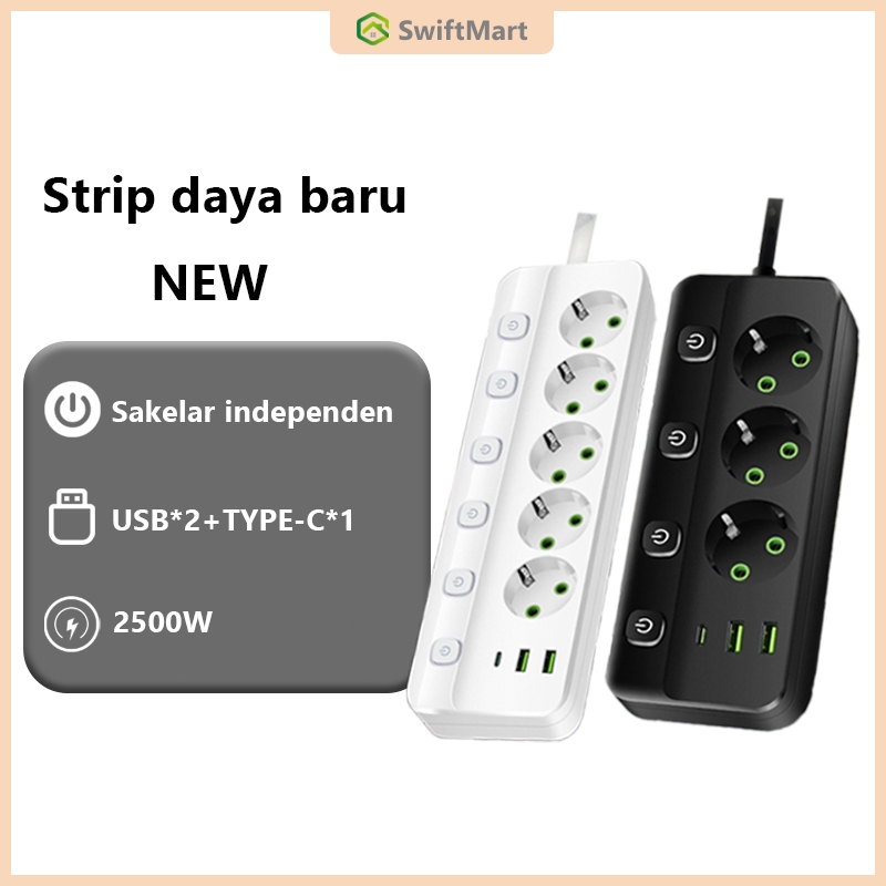 Jual 【Ready】Power Stop Kontak 2/3/5M Stop Kontak Colokan Fast Charging 2 USB Port +5 Lubang ...