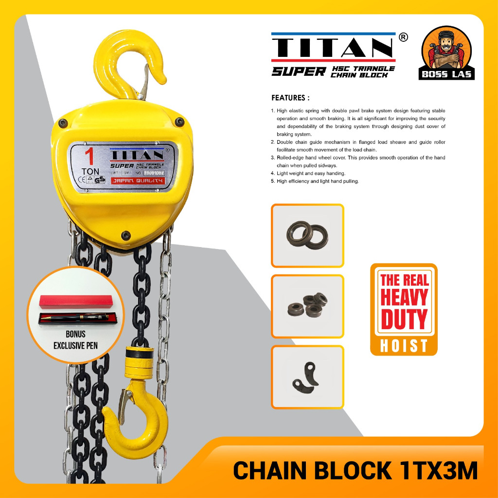 Jual Chainblock Chain Block Takel Katrol 1 Ton x 3M TITAN | Shopee ...