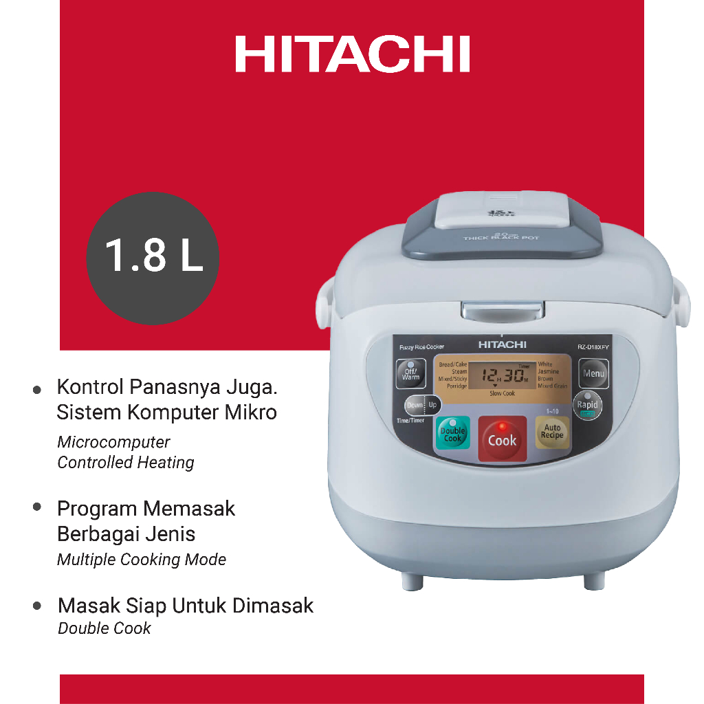 Jual HITACHI Rice Cooker Micro komputer 1,8L White RZ-D18GFY | Shopee ...