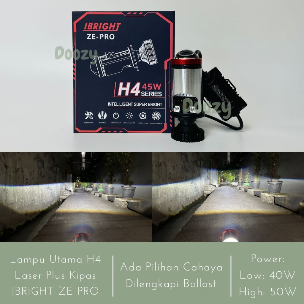 Jual IBRIGHT ZE PRO Lampu Utama Soket H4 Cahaya Flat Plus Laser Ada Kipas Pendingin | Shopee ...