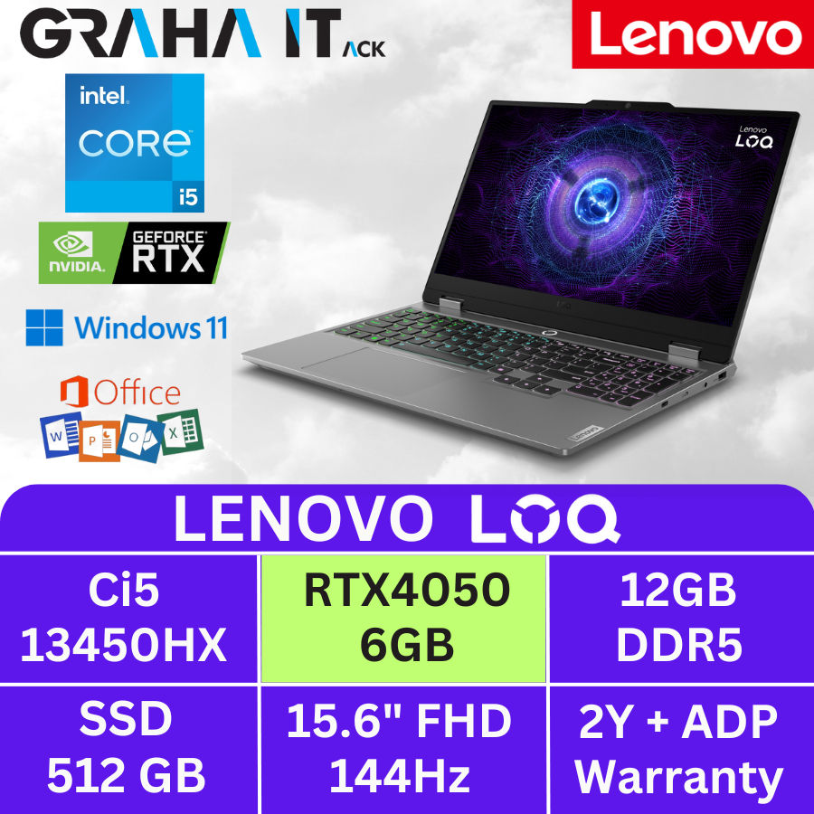 Jual LENOVO LOQ AAID Ci5-13450HX 12GB SSD512 RTX4050 W11+OHS 15.6 ...