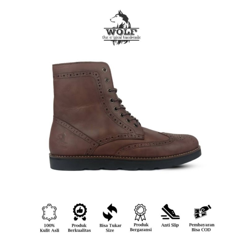 Jual SULTAN FOOTWEAR - Sepatu Boot Kulit Asli Patih Series | Boots Pria Lapangan | Shopee Indonesia