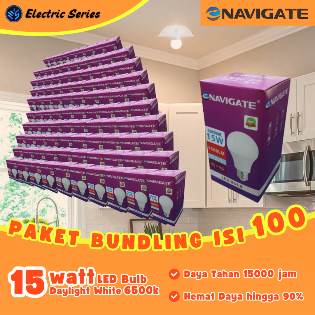 Jual PAKET BUNDLE BOX ISI 100 Lampu LED Bulb Navigate 15 Watt Putih ...