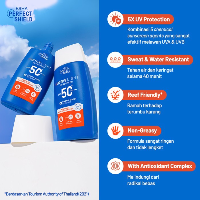 Jual ERHA PERFECT SHIELD ACTIVE LIGHT SUNSCREEN SPF50 PA++ 50ML | Shopee Indonesia