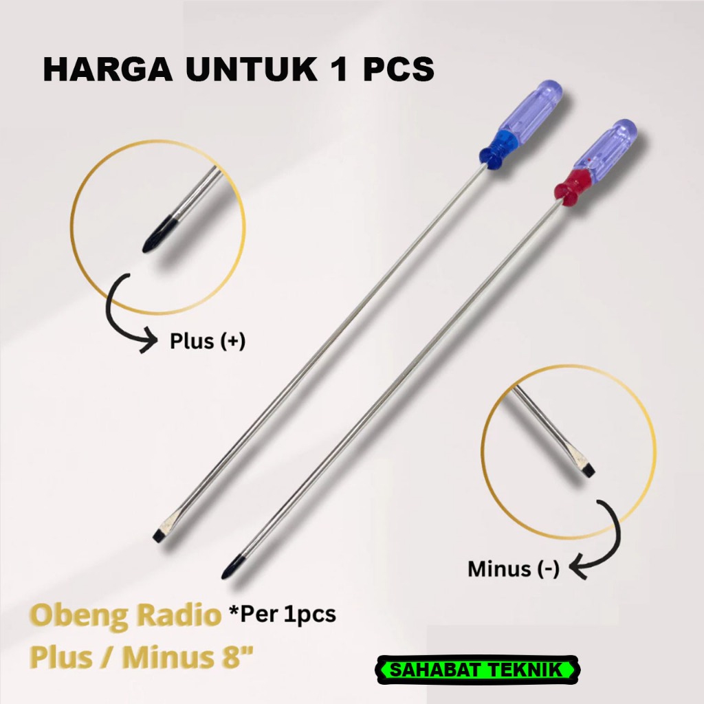 Jual Obeng Radio Panjang Plus Minus 8" 20 cm / Obeng Kecil Panjang ...