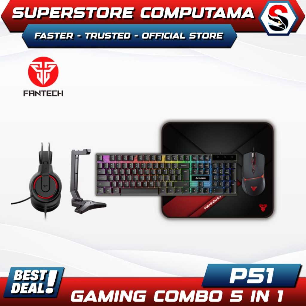 Jual Fantech P51 | 5 in 1 Combo Gaming Keyboard Mouse Headset Mousepad ...