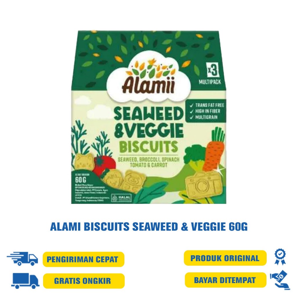 Jual ALAMII Multigrain Biscuit 60gr -Seaweed Veggie / Oat & Milk / Milk ...