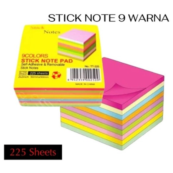 Jual MEMO STICKY NOTES WARNA / STICK NOTE 9 WARNA / CATATAN TEMPEL ...