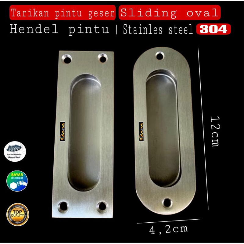 Jual HANDLE TANAM PINTU GESER/SLIDING KOMEN OVAL LOBANG KOTAK OVAL 12CM ...