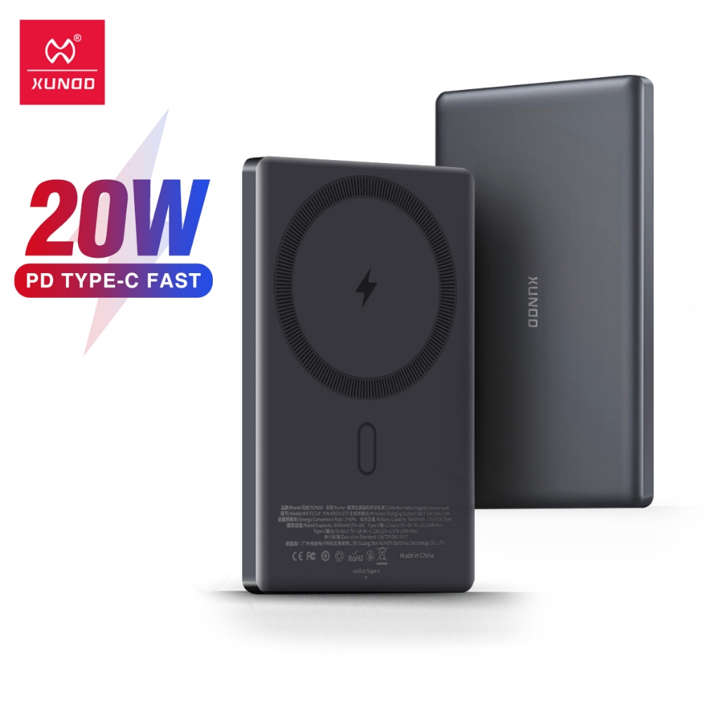 Jual XUNDD PD 20W Wireless Power Bank Magnetic Metal Fast Charging Type ...