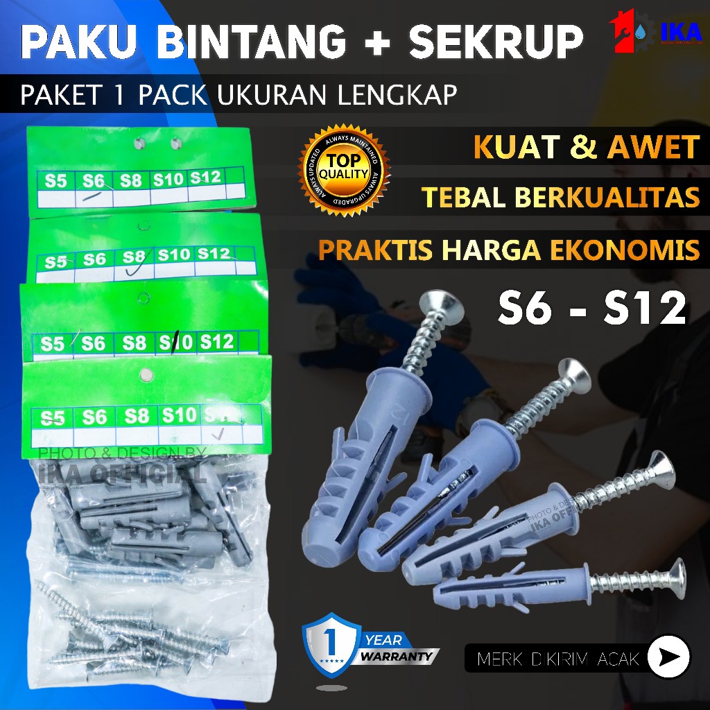 Jual Spiser Dan Skrup Berbagai Ukuran / Angkur ( 1 set isi 4 bungkus dapat s6 s8 s10 s12 ...