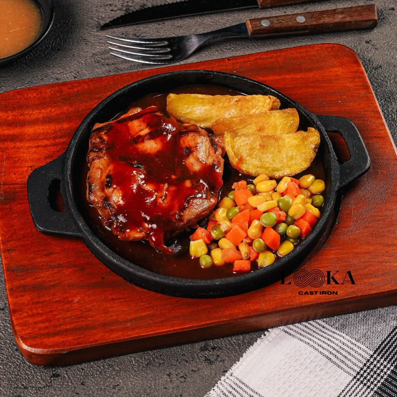Jual Looka Cast Iron Hot Plate / Piring Steak Bulat Polos Telinga ...