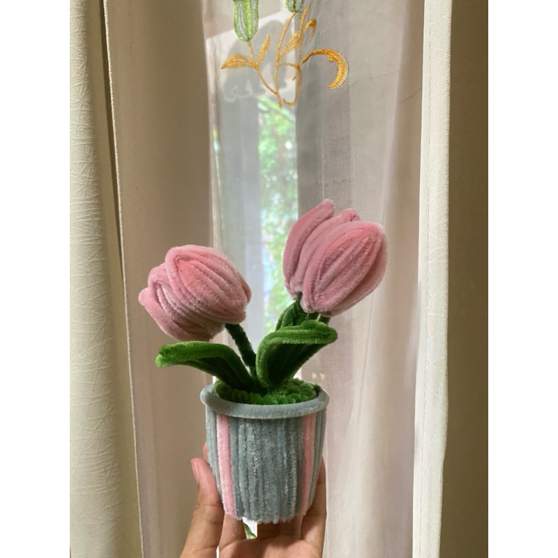 Jual tulip flower Pot Bunga Kawat bulu | Pipe Cleaner | Bunga kawat ...