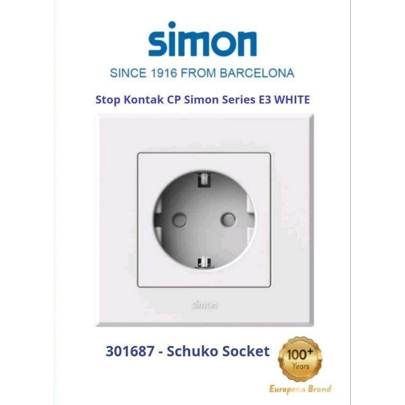 Jual 301687-Stop kontak CP Simon Series E3 WHITE | Shopee Indonesia