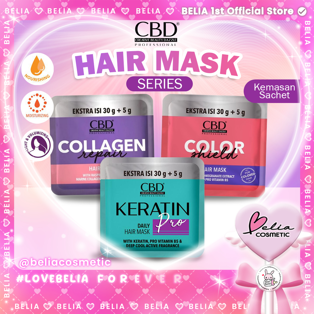 Jual BELIA CBD Professional Hair Mask Sachet | Keratin Pro Color Shield ...
