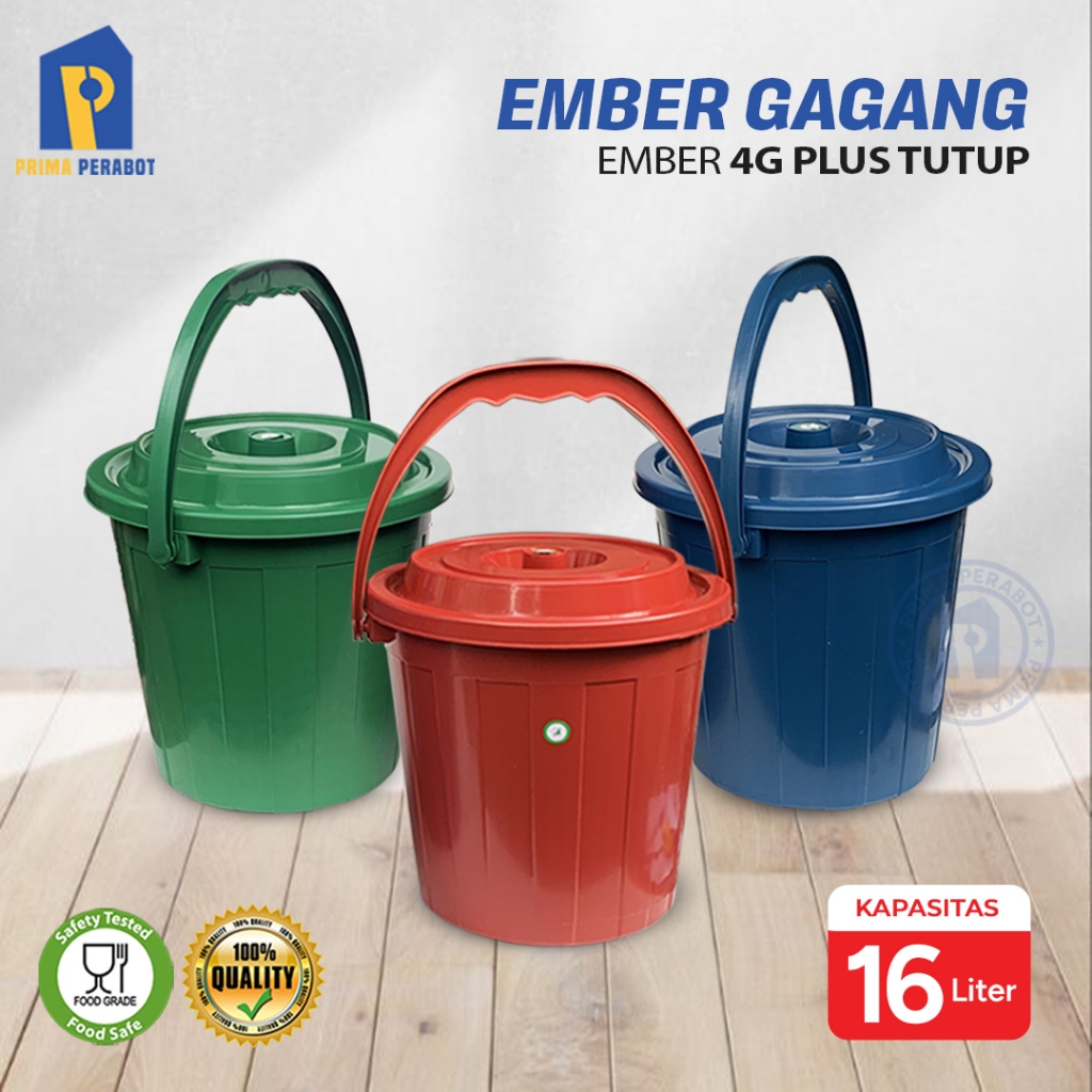Jual Ember Gagang 16 Liter Ember Air Plastik Polos Warna Tutup 4GL ...
