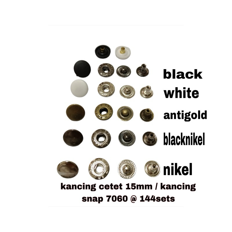 Jual 1gross kancing cetet besi 15mm / kancing snap button 7060 | Shopee ...