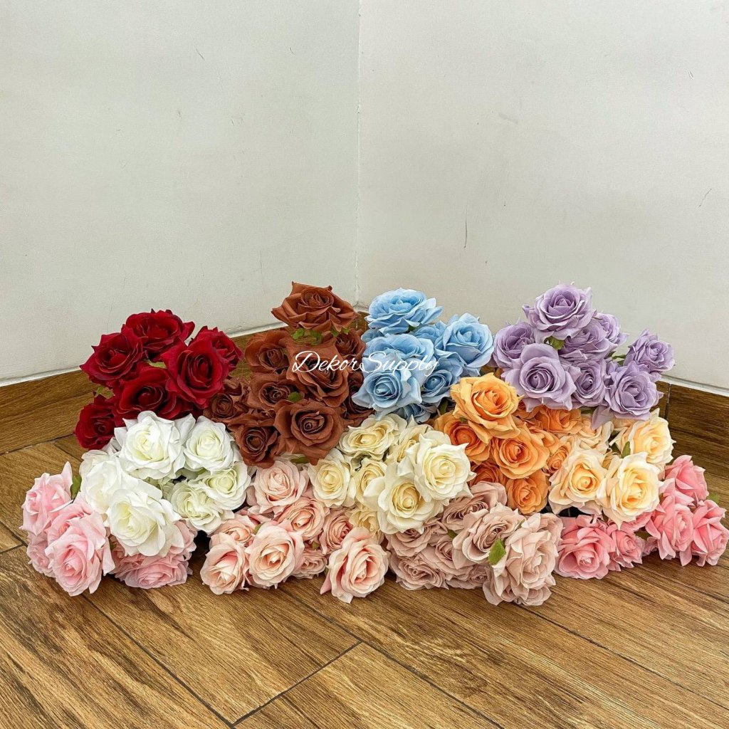Jual Bunga mawar sutra 9 kuntum Bunga Artifcial Import Dekorasi ...