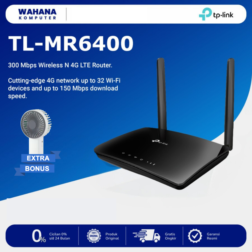 Jual Router TP Link TL-MR6400 300Mbps Wireless N 4G LTE - TPLink MR 6400 | Shopee Indonesia