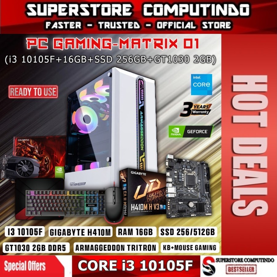 Jual Paket Hemat Berkualitas PC Rakitan Gaming Core i3 10105F |RAM 16GB ...
