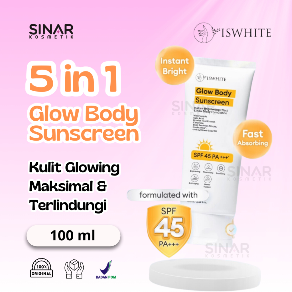 Jual Iswhite Glow Body Sunscreen SPF 45 PA +++ 100ml | Hybrid Sunscreen ...