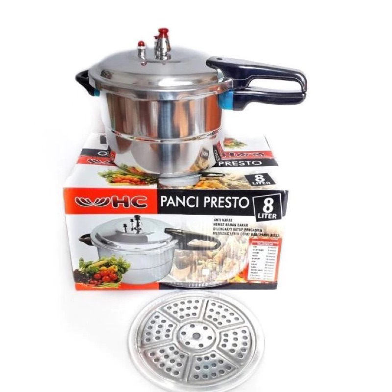 Jual Presto HC 8 Liter Aluminium with steamer / Panci Presto HC | Shopee Indonesia