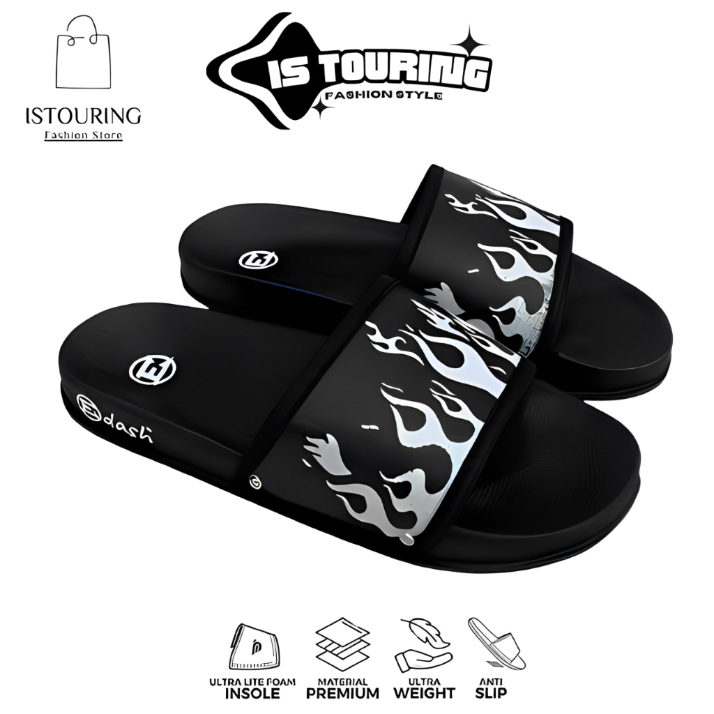 Jual iT - Sandal Slop Pria Motif Api | Sandal Pria | Sandal Slide ...