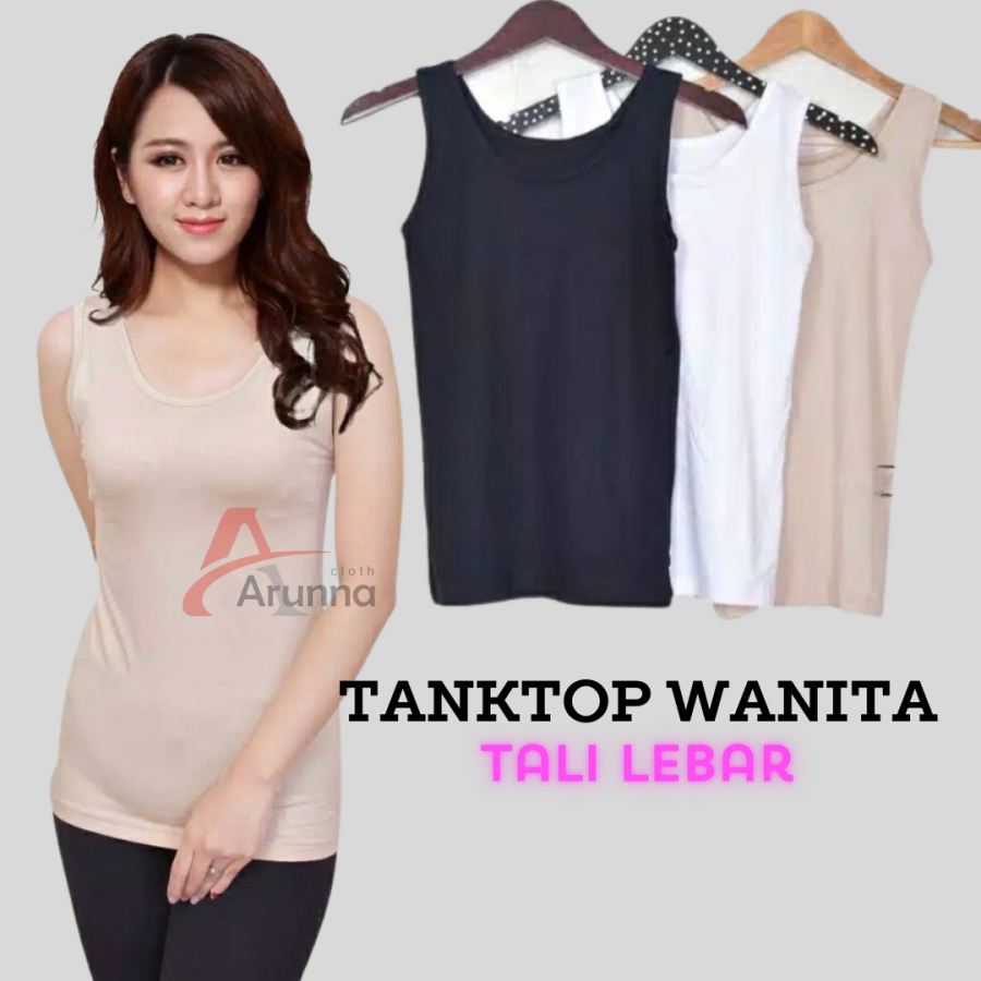 Jual Tank top wanita tangtop Singlet Tali Lebar Kaos Dalam Putih dan ...