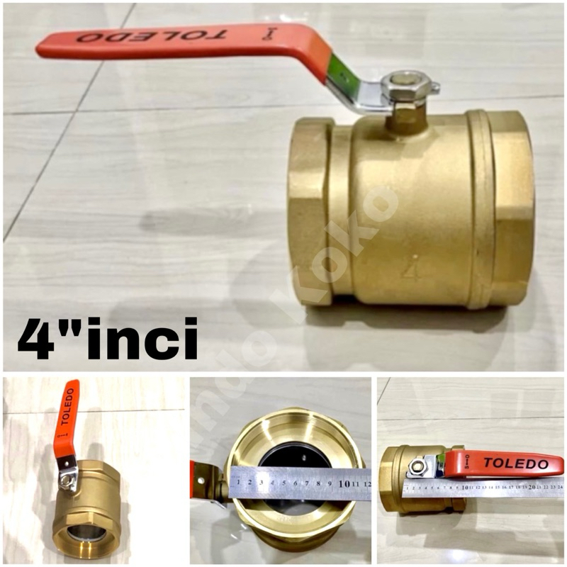 Jual TOLEDO Ballvalve kuningan 4”inci Stop keran 4inci kuningan asli ...
