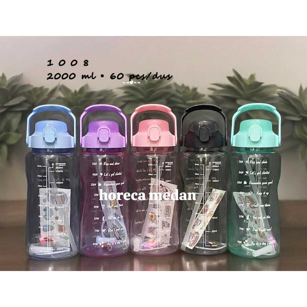 Jual Botol Minum Motivasi 2 liter / Botol air korea / Botol air ...