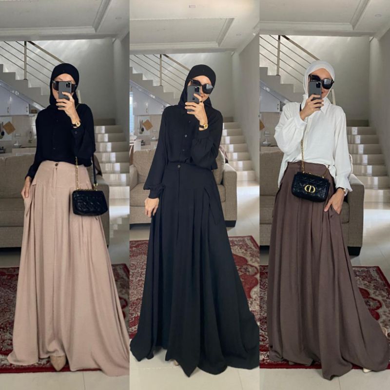 Jual PAULA Skirt || Rok Mayung Lebar Cey Crinkle Medina | Shopee Indonesia