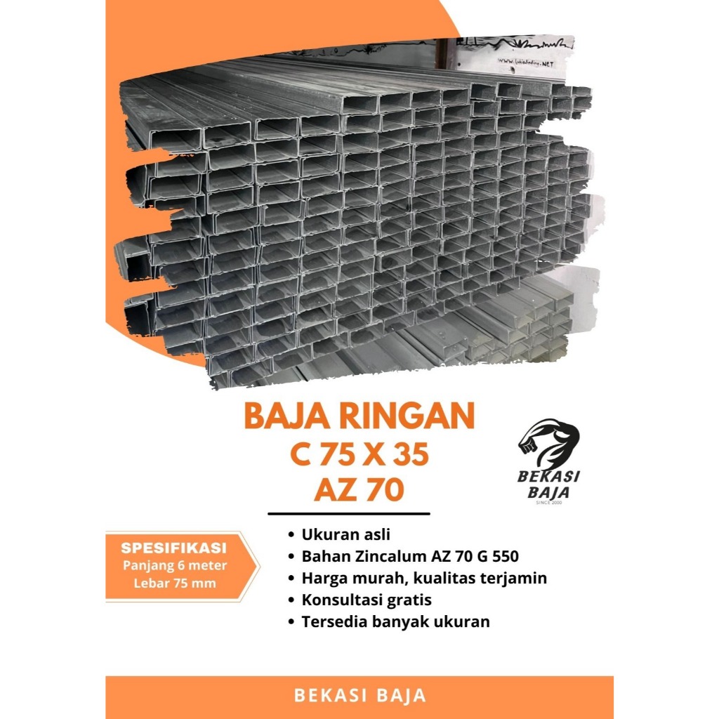 Jual BAJA RINGAN KANAL C 0.55, 0.60, 0.65, 0.70, 0.75, 1MM Atap CNP C75 ...
