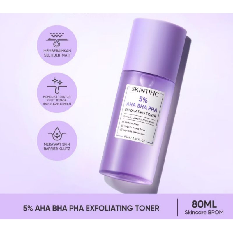 Jual SKINTIFIC 5% AHA BHA PHA EXFOLIATING TONER 80ml | Shopee Indonesia