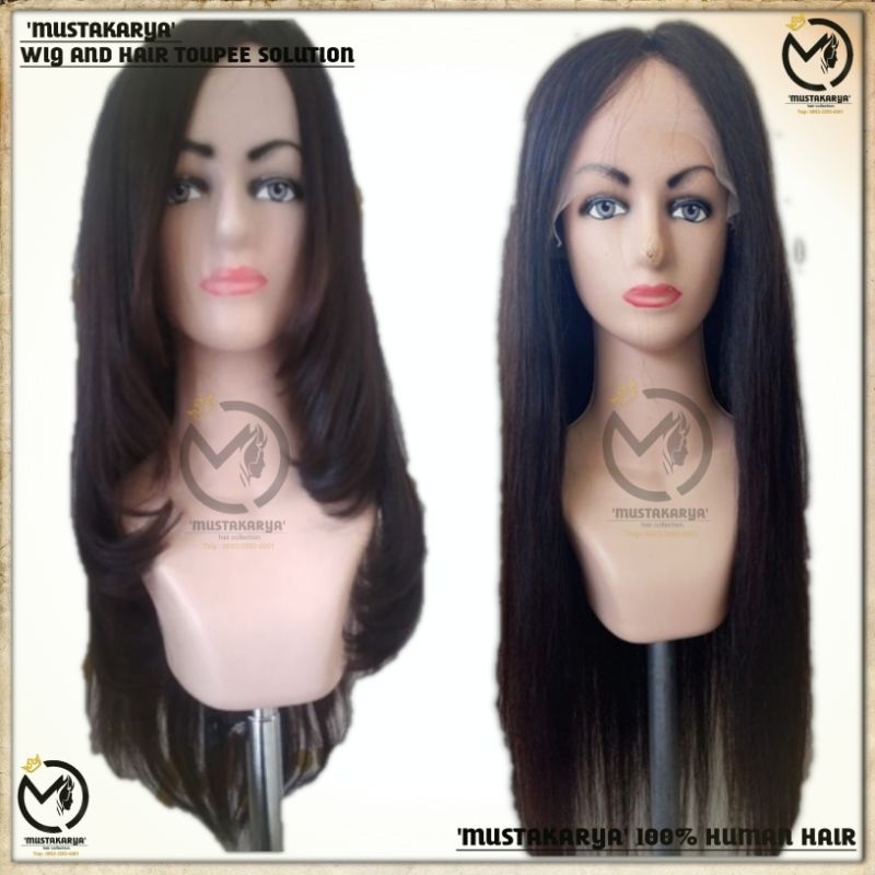 Jual WIG WANITA wig cewek FULL CUSTOM Tutup Botak cewek 100% Rambut ...