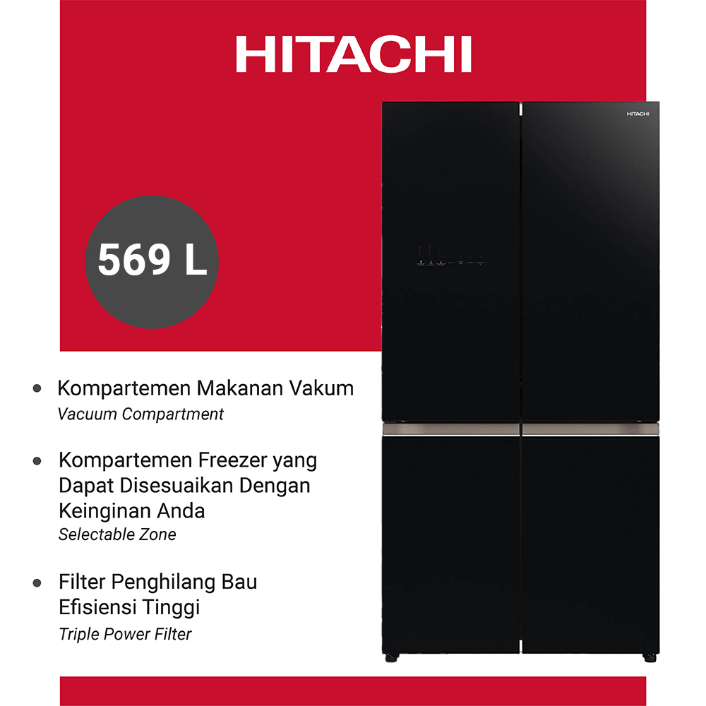 Jual HITACHI Kulkas Bottom Frezzer French Door 569 Liter R-WB64VGD0 GBK ...