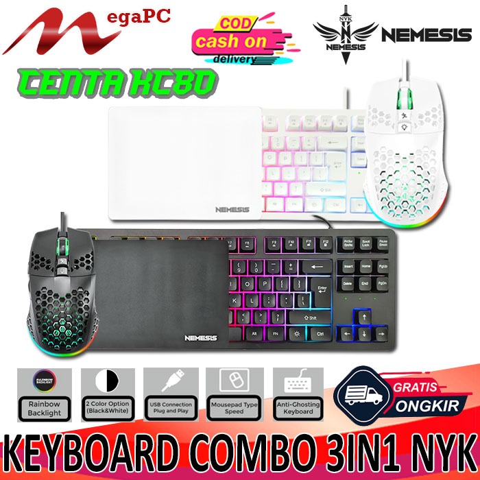 Jual NYK Nemesis Keyboard Combo 3 in 1 CENTA KC80 TKL Gaming Set ...