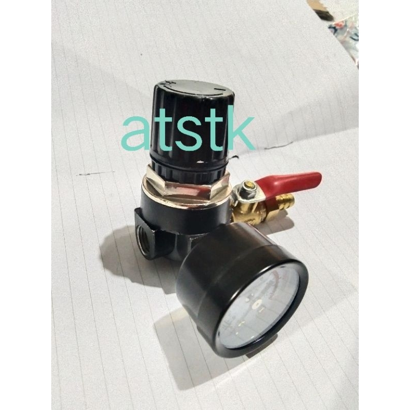 Jual regulator kompresor model 3 lubang berikut keran manometer ...